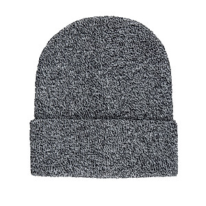 Levi's Unisex Adult All Season Comfy Leather Logo Patch Cuffed Hero Beanie Hat, Marled Grey