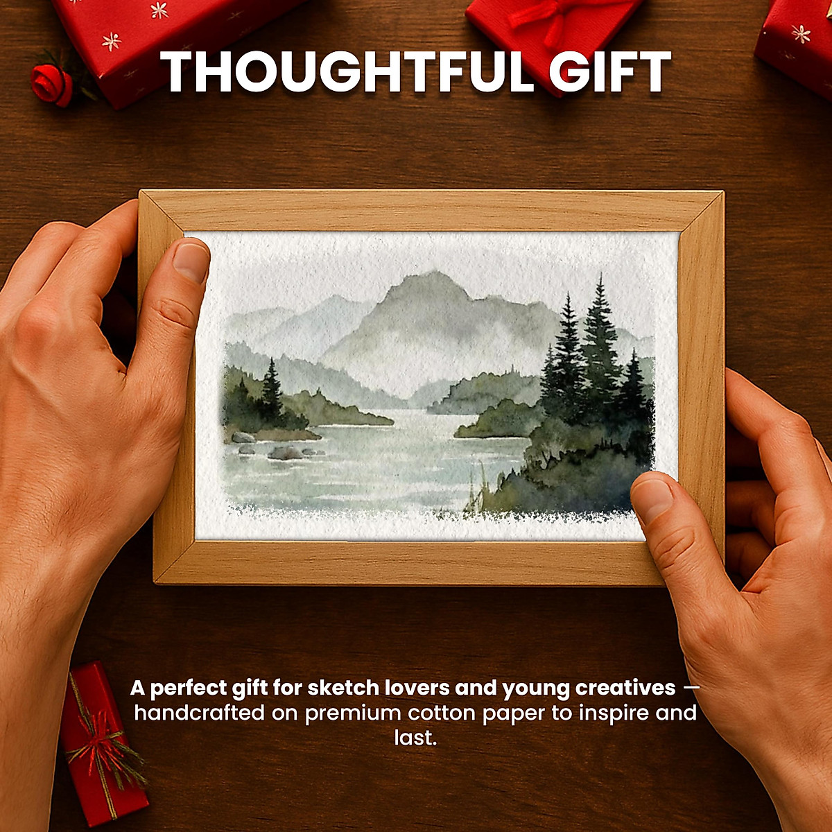 Watercolor Paper - 6 X 4 inches - Mixed Media Watercolor Paper - 200 GSM Thick Deckle Edge Virgin Cotton Handmade Paper - Off White