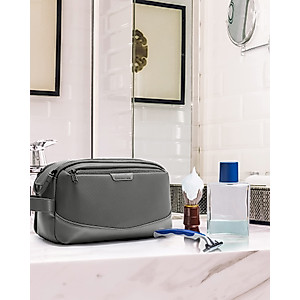 BAGSMART Toiletry Bag for Men, Large Travel Toiletry Organizer, Dopp Kit Water-resistant Shaving Bag for Toiletries Accessories - Grey