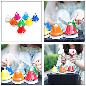 SHINLEYPACK Desk Bells Hand Bells for Kids,8 Notes Diatonic Colorful Metal Music Bells Percussion Instrument Musical Teaching Chromatic Birthday Gift for Children
