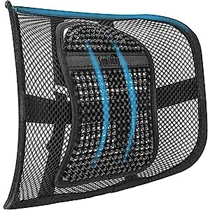 Samyoung Mesh Back Lumbar Support, Back Support Seat Cushion with Breathable Mesh for Office Chairs Car 12” x 16”