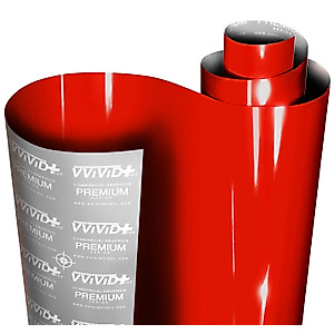 VViViD+ Ultra Gloss Racing Red Vinyl Car Wrap Premium Paint Replacement Film Roll with Nano Air Release Technology, Stretchable Protective Cap Liner, Self Adhesive (1.5ft x 5ft)