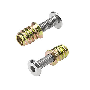 Rrina 16 Sets M6x25 Furniture Screw Nut Threaded Wood Inserts Bolt Fastener Connector Hex Socket Drive M6x15 Screw-in Nuts