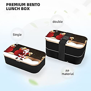 KOOLR Santa Claus Print Bento Box Adult Lunch Box With 2 Compartments Stackable For Work Picnic Leak Proof Bento Box