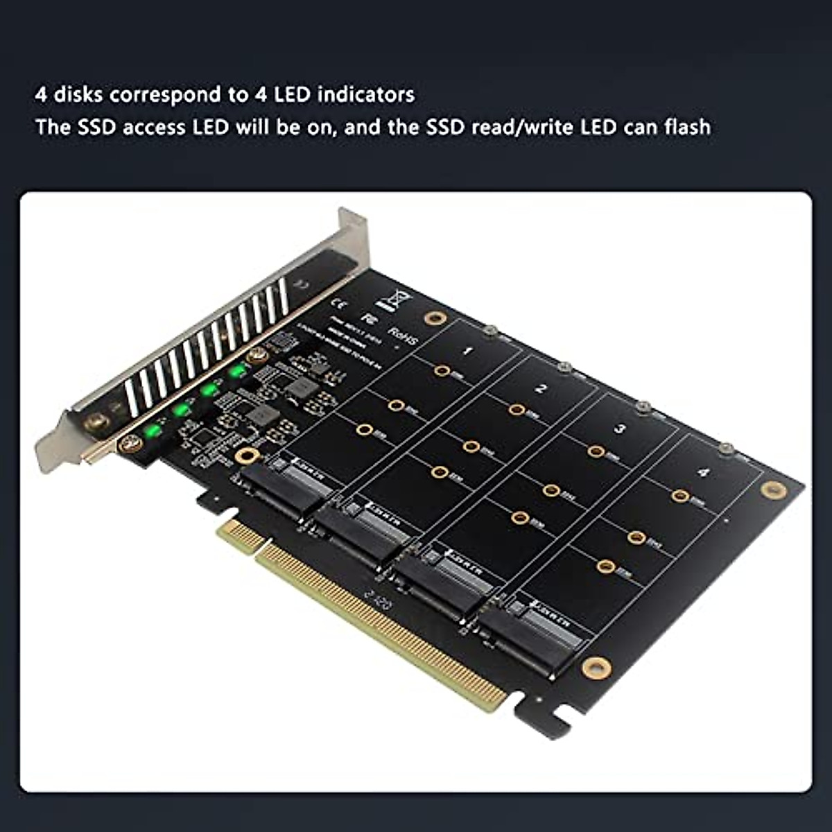 Gaeirt NVME   Card, High Speed PCIE X16 Interface M.2 SSD Adapter Full Speed Signal for 4 NVME PCIe Protocol SSDs for PCIE3.0 4.0