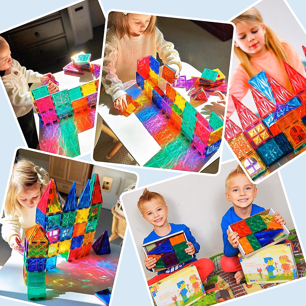 Loovio Magnetic Tiles Toddler Toys for 3 Year Old Boys & Girls, Magnetic Blocks Gifts Toys for Toddler Kids Ages 3-5, Preschool Learning Montessori STEM Magnet Toys - Starter Set