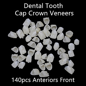 Temporary Fake Tooth Cap Crown,140 Pieces Front Teeth with Thermal Beads Cap Filler for Teaching or DIY