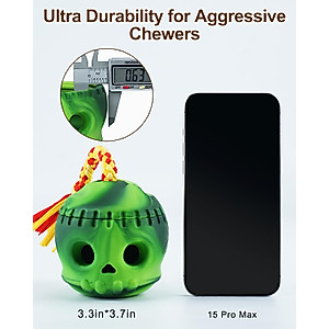 Joytale Dog Enrichment Toys, Fillable Dog Chew Toys, Dog Toys for Aggressive Chewers, Skull Design Dog Toys with Rope, Indestructible Dog Toy to Keep Them Busy