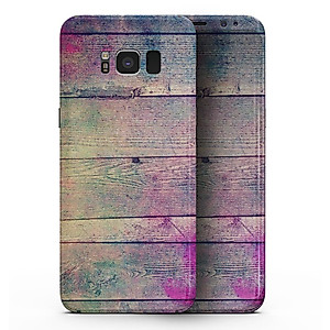 Design Skinz Design Skinz Pink & Blue Grunge Wood Planks Full-Body Wrap Decal Skin-Kit for The Galaxy S8 Plus