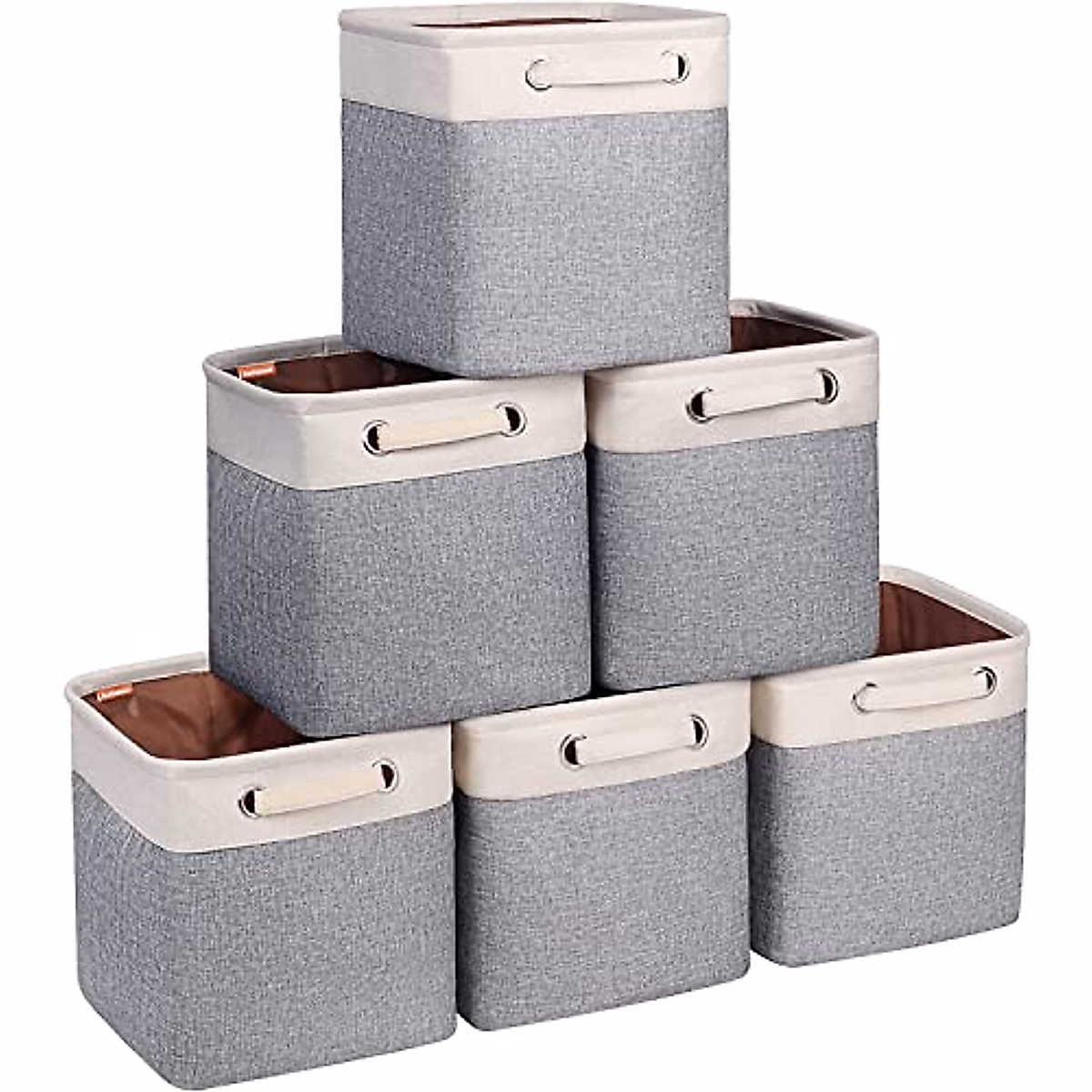 Kntiwiwo Cube Storage Bins 10.5” x 10.5 x 11” Cloth Baskets for Storage with Handles for Shelf, Closet, Nursery, Office Organizer, Set of 6