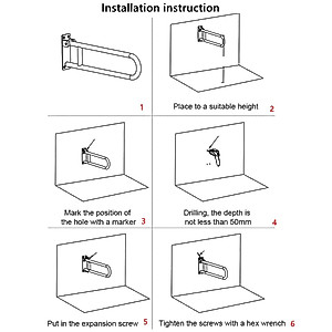 Tuntrol 23.6 inch Foldable Handrail Grab Bars, Wall Mounted Toilet Safety Support for Handicap Elderly Seniors Disabled, Shower Bathroom Accessories…