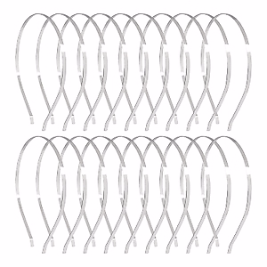 Lawie 20 Pack Bulk 5 MM Thin Silver Gold Black Plain Blank Hard Metal Headbands Skinny Base Headband Slim Simple Wire Hair Bands Clasps Crown Tiara Frame DIY Crafts Accessories for Women Girls Adults