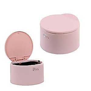 YISTOS Modern Plastic Mini Portable Pressing Type Desktops Trash Can for Bathroom Vanity, Desktop, Office or Coffee Table-Dispose of Dispose of Tissues, Receipts, and Other Small trashes(Pink)