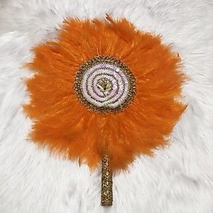 African Custom Wedding Feather Hand Fan for Wedding Handmade Lady Turkey Feather Fan Craft for Wedding Party Bride Hand Held Fan