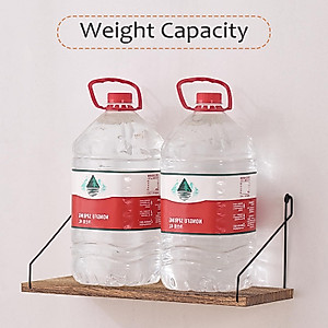 Floating Shelves for Wall No Drilling 16.53 Inch 2 Sets Rustic Natural Wooden Shelf Wall Mounted Storage 3 Mounting Option Renter Friendly Shelf for Bathroom Living Room Bookshelf Kitchen (Dark Brown)