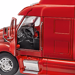 Wheel Master Peterbilt Tractor Trailer 387 Play Toy Truck Vehicle for Kids 1/32 Die Cast Scale,Designed, with Functions, Pre Built Semi, Realistic Look and Openable Doors Great Gift for Children