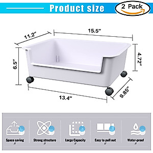 caktraie 2 Pack Under Bed Storage, Under Bed Toy Storage with Wheels, Multi-Purpose Under Bed Storage Carts for Bedroom, No Assembly Required Bedroom Storage Organizer for Toys, 15.5" L x 11.2" W