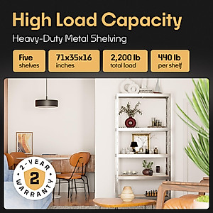 Metalkas Storage Shelves: 5 Storage Shelves Heavy Duty w/ 2,200 lb Total Load Capacity, 440 per Storage Shelf, 71x35x16 Perfect Solution for Your Storage Needs, Adjustable Shelving Unit