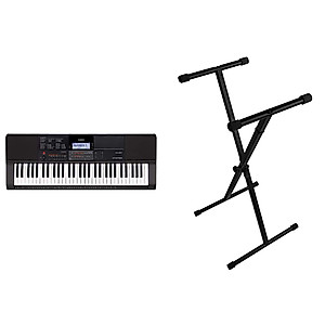 Casio CT-X700 61-Key Portable Keyboard and OnStage KS7190 Classic Single-X Keyboard Stand, Black