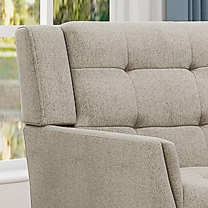 Christopher Knight Home Evelyn Mid Century Modern Fabric Arm Chair and Loveseat Set, Beige, Walnut