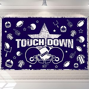 Qyeahkj Football Helmet Stars Backdrop, Blue, 71 x 43 inches, Cloth, for Sports Events Theme Parties