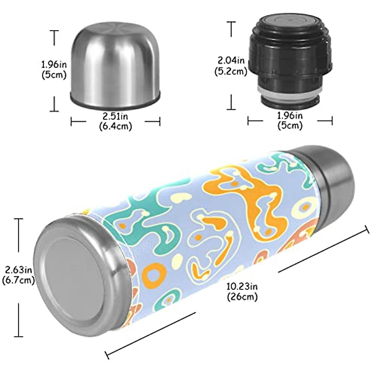 Stainless Steel Leather Vacuum Insulated Mug Coral Thermos Water Bottle for Hot and Cold Drinks Kids Adults 16 Oz