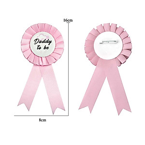SGKUED 2 PCS Mommy to be Sash and Daddy to Be Tinplate Badge Pin Set, New Daddy Mom Gifts for Baby Shower Party Celebration, Pink Sash and Badge Pin