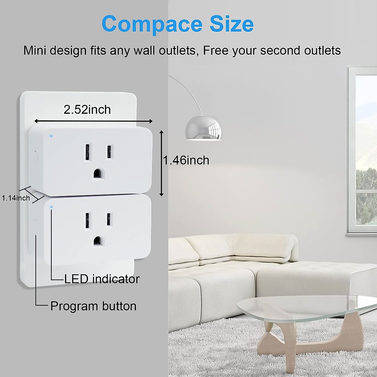WiFi Smart Plugs 4 Pack, Smart Plugs That Work with Google Home for Voice Control Smart Outlet Plug with Timer APP Remote Control 1875W No Hub Required 2.4G Only, FCC and ETL Listed