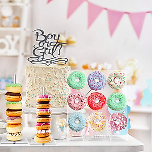 Frienda 1 Pack Acrylic Donut Display Wall Stand, Holds up to 18 Donuts and 2 Pieces Acrylic Donut Stands Clear Bagels Holder Square Stand Holder for Dessert Table Wedding Birthday Party