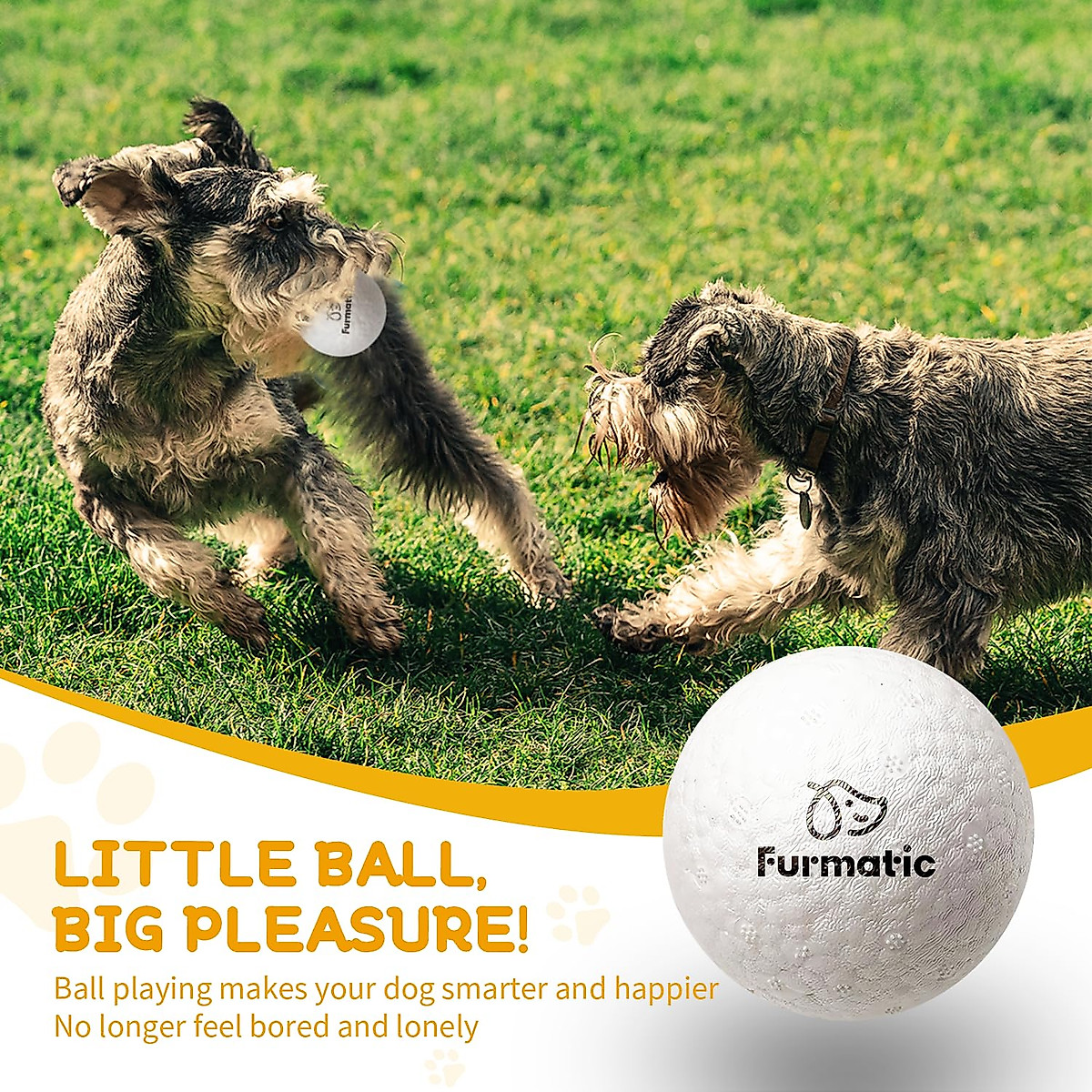 Furmatic Dog Toys for Aggressive Chewers, Indestructible and Interactive Tennis Balls for Dogs, Ideal Herding ball for dogs to Chew Fetch Training, for Large Medium Small Dog and Puppies (Small, 2.5")