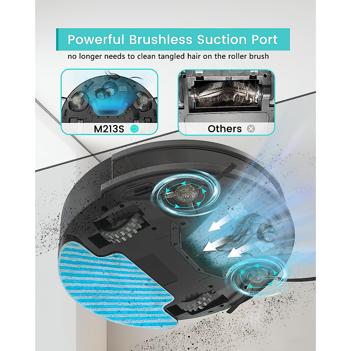 Lefant Robot Vacuum M213S, 3200Pa Powerful Suction, 150Mins Runtime, Tangle Free, Slim, Works with WiFi/App/Alexa, Robot Vacuum and Mop Combo, Ideal for Pet Hair, Carpets, Hard Floors