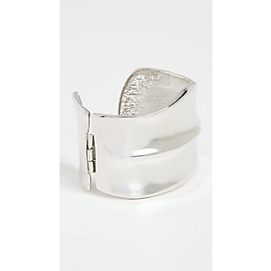 Kenneth Jay Lane Women's Thick Satin Silver Hinged Cuff Bracelet, Satin Silver, One Size