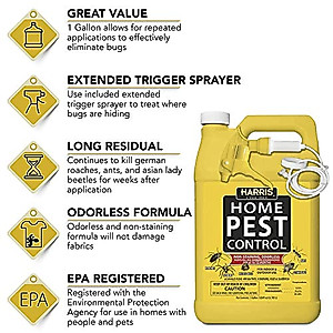 Harris Home Insect Killer, Liquid Gallon Spray with Odorless and Non Staining Residual Formula - Kills Ants, Roaches, Spiders, Fleas, Mosquitos, Moths, Scorpions, Flies and Silverfish