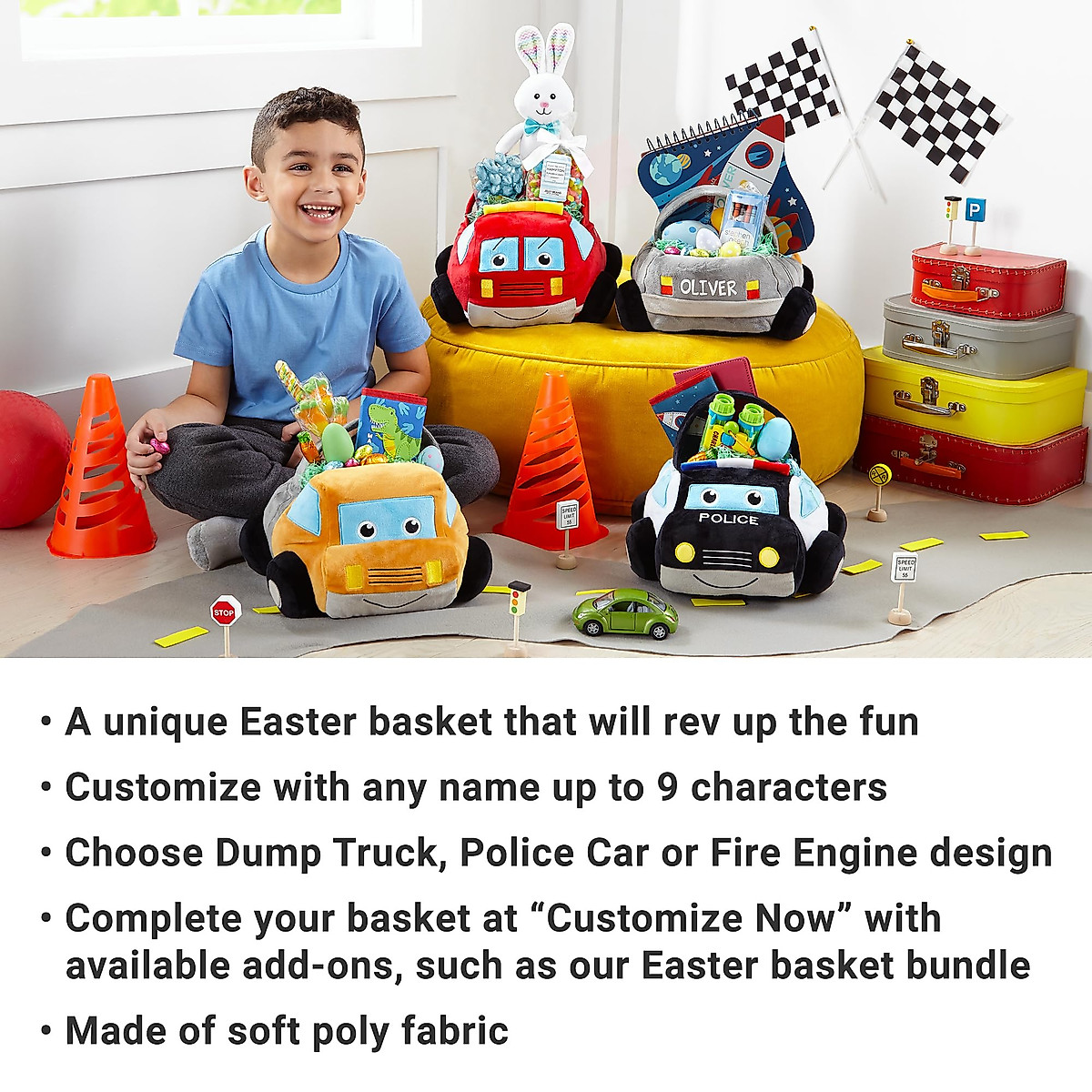 Let's Make Memories Personalized Easter Basket for Boys - Plush - Ladder Truck
