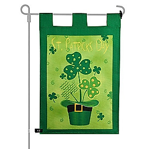 KUUQA Happy St. Patrick's Day Garden Flag Decorative Clovers Irish Green Shamrocks 12 x 18 Inches for Garden and Home Decorations