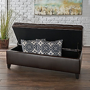 Christopher Knight Home Juliana PU Storage Ottoman, Brown