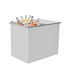 MARTEXBUY Drop In Ice Chest, 27L x 18W x 21H Inch Stainless Steel Ice Cooler with Sliding Cover, Drop in Ice Bin Outdoor Kitchen for Cold Wine Beer Beverage