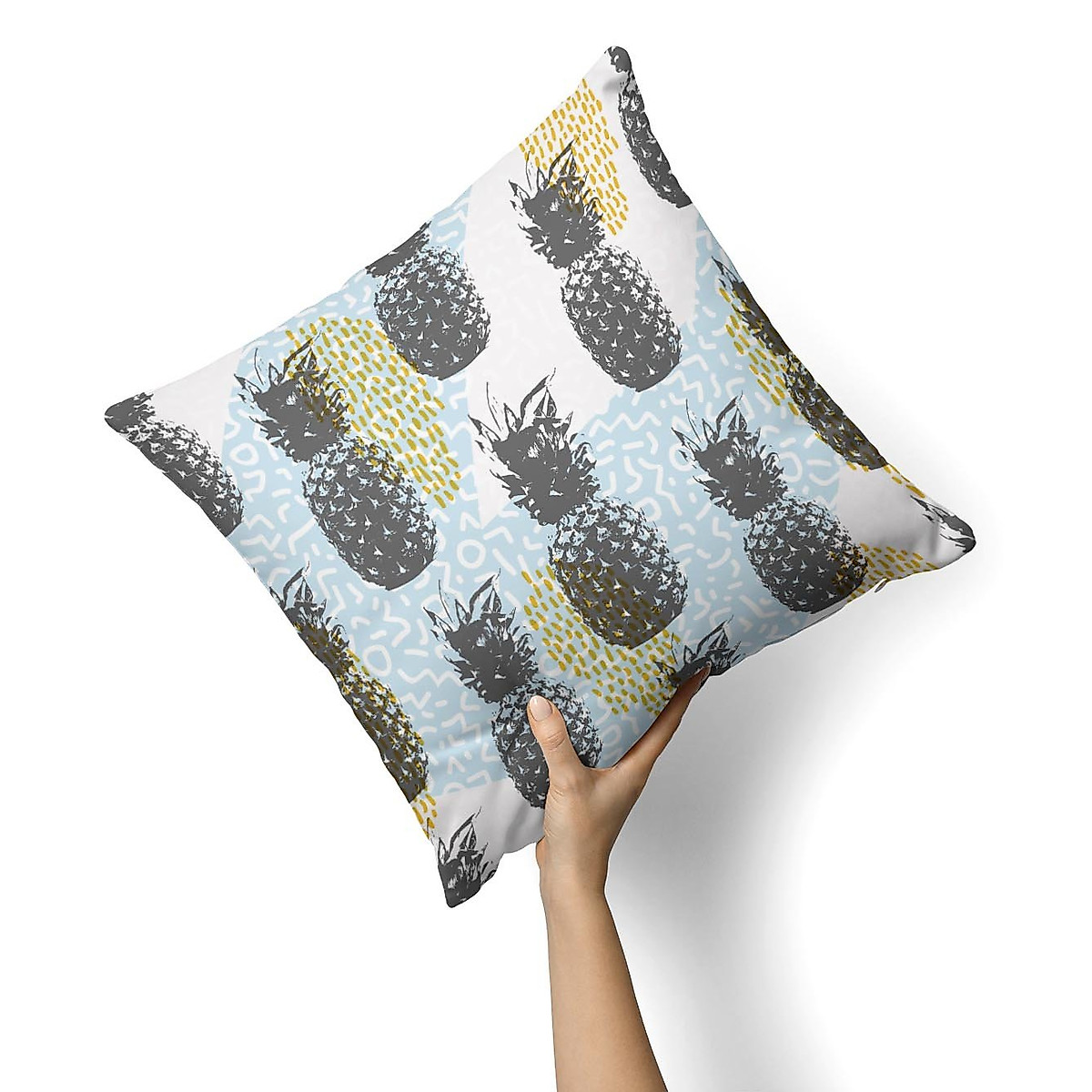 iiRov Summer Design Ink-Fuzed Decorative Throw Pillow - Retro Summer Pineapple v5