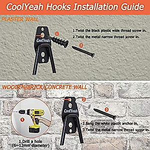 CoolYeah Steel Garage Storage Utility Double Hooks, Heavy Duty for Organizing Power Tools,Large J Hooks (Pack of 6, 5.5 × 3.1 × 4.2 inches)