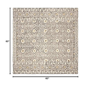 SAFAVIEH Micro-Loop Collection 5' Square Charcoal/Ivory MLP801H Handmade Premium Wool Area Rug