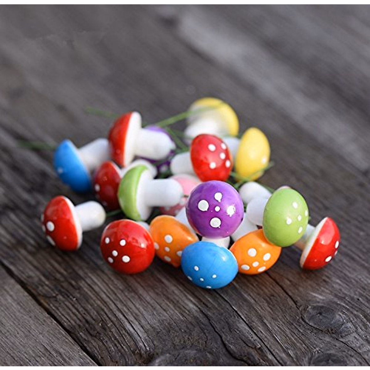 CJESLNA 60 Pcs Miniature Fairy Garden Colorful Mushroom