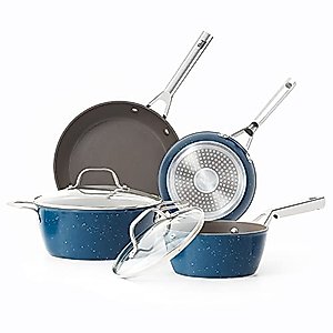 Rockurwok 6 Pcs Ceramic Nonstick Cookware Set, Durable Pots and Pans Set, Inducton, Dishwasher & Ovens Safe, Free of PFAS & PTFE, Sapphire Blue
