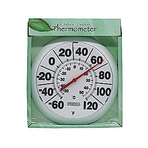 Springfield Indoor Outdoor Big Bold Thermometer, 8.5 Inch, White