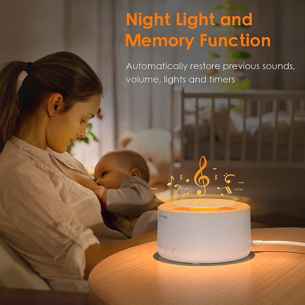 Sound Machine- STYFSCP White Noise Machine with 30 Natural Soothing Sounds 36 Level Volume Light 3 Timer Memory Function, Noise Machine Powered by AC or USB, Sleep Sound Machine for Adults Baby Kids