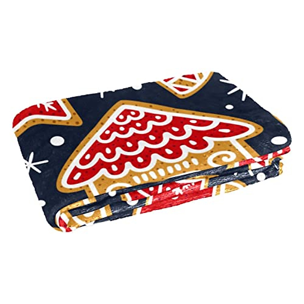 Christmas Gingerbread Cookies of Snowman House Tree Prints Soft Warm Cozy Blanket Throw for Bed Couch Sofa Picnic Camping Beach, 150×100cm