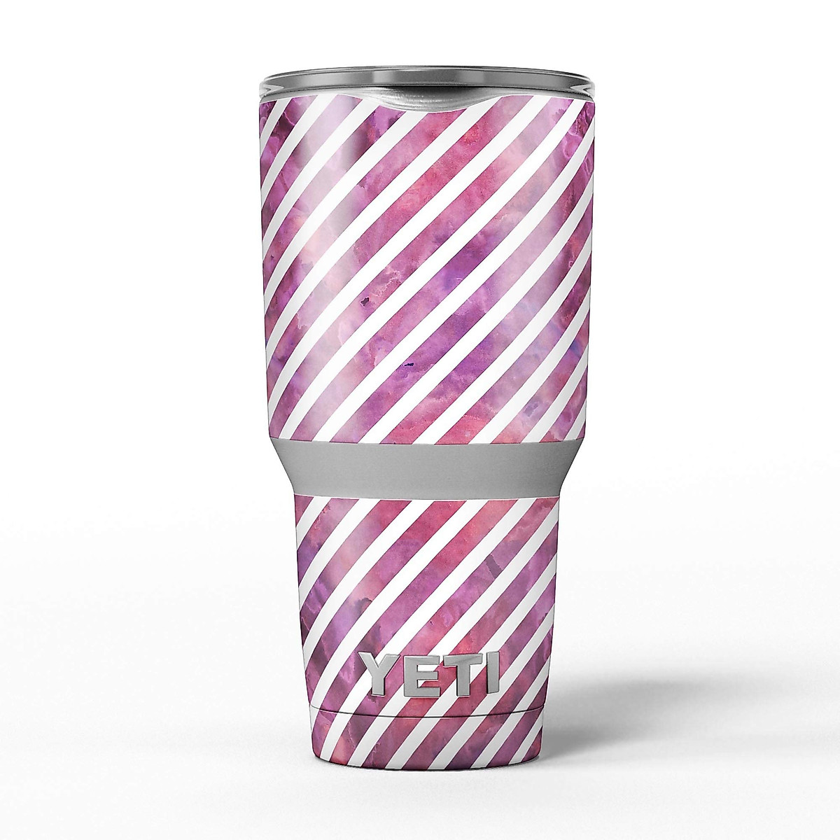 Design Skinz White Slanted Lines Over Pink and Purple Grunge Surface - Skin Decal Vinyl Wrap Kit Compatible with The Yeti Rambler Cooler Tumbler Cups