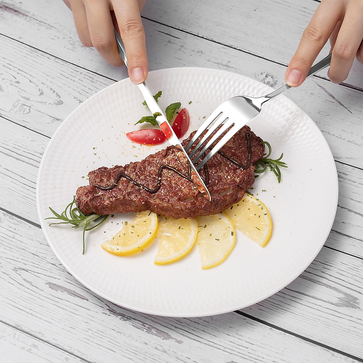 Silverware Set,24 Piece Premium Silver Utensil Sets With Wooden Gift Box,Stainless Steel Cutlery Set With Portable Silverware Box,Luxurious Silver Flatware Set