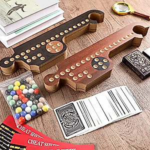 Wooden Board Games Set with 8 Wood Boards 40 Colorful Marbles Pegs 3 Boxes Playing Card 8 Game Instructions Game Wooden Board for Adults Kids Family, 4-8 Players (Retro Colors)