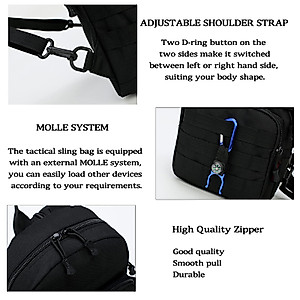 Mini Tactical Backpack, 6L Small Sling Backpacks Shoulder Bag For Running Travel Daypack with Carabiner For Men Women(Black)