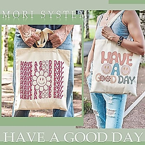 4 Pack Aesthetic Canvas Tote Bag Women Reusable Grocery Shopping Bag Cute Preppy Shoulder Bag Back to School Gift Bag (Funny Style)